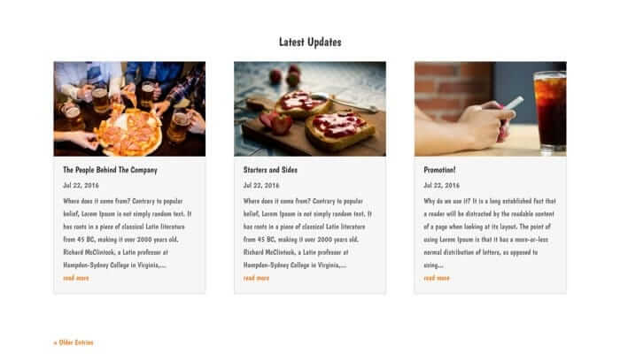 Updates Section Online Restaurant Manager